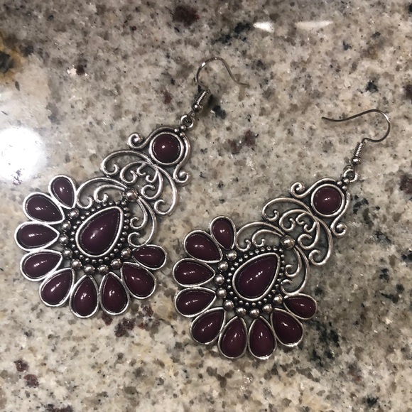 Jewelry | 3 3 Purple Filigree Style Earrings | Poshmark